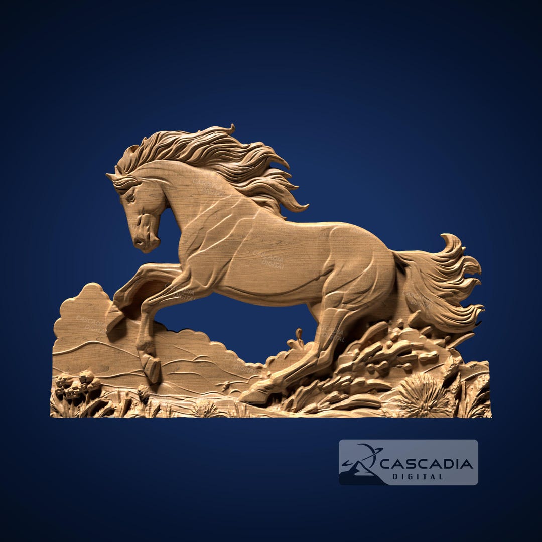 Wild Horse 3D STL File for CNC Router, 3D Print, Casting, Wood Carving ...