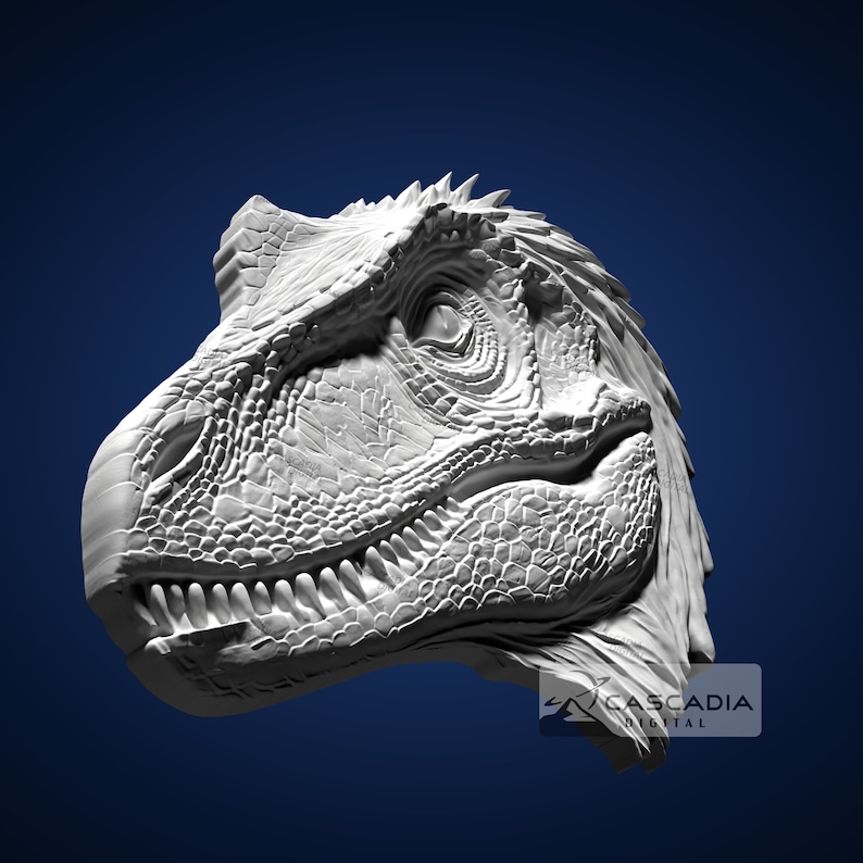 Raptor Head 3D STL File for CNC Router, 3D Print, Casting, Wood Carving ...
