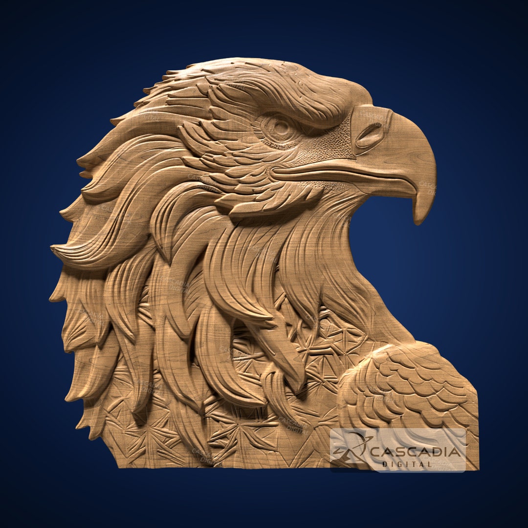 Bald Eagle Head 3D STL File for CNC Router, 3D Print, Casting, Wood ...