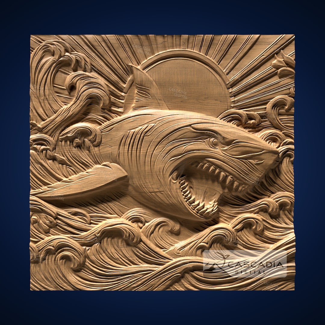 Shark Attack Sunset - STL Model for CNC Router and 3D Printing - Etsy