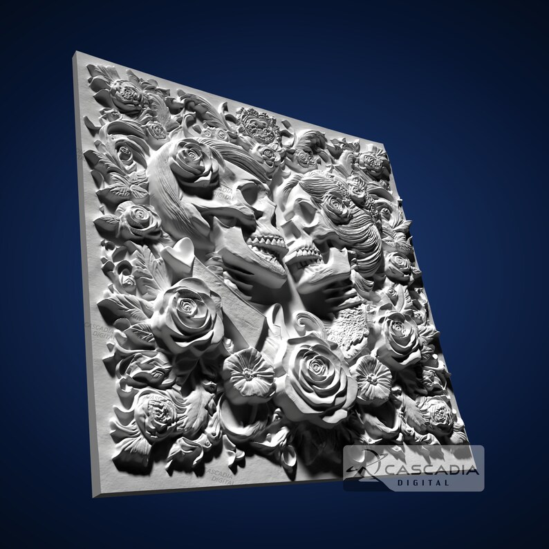 Skull Lovers 3D STL File for CNC Router, 3D Print, Casting, Wood ...