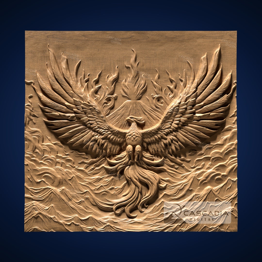 Phoenix Volcano - 3D STL Model for CNC/3D Printing - Mythical Animal ...