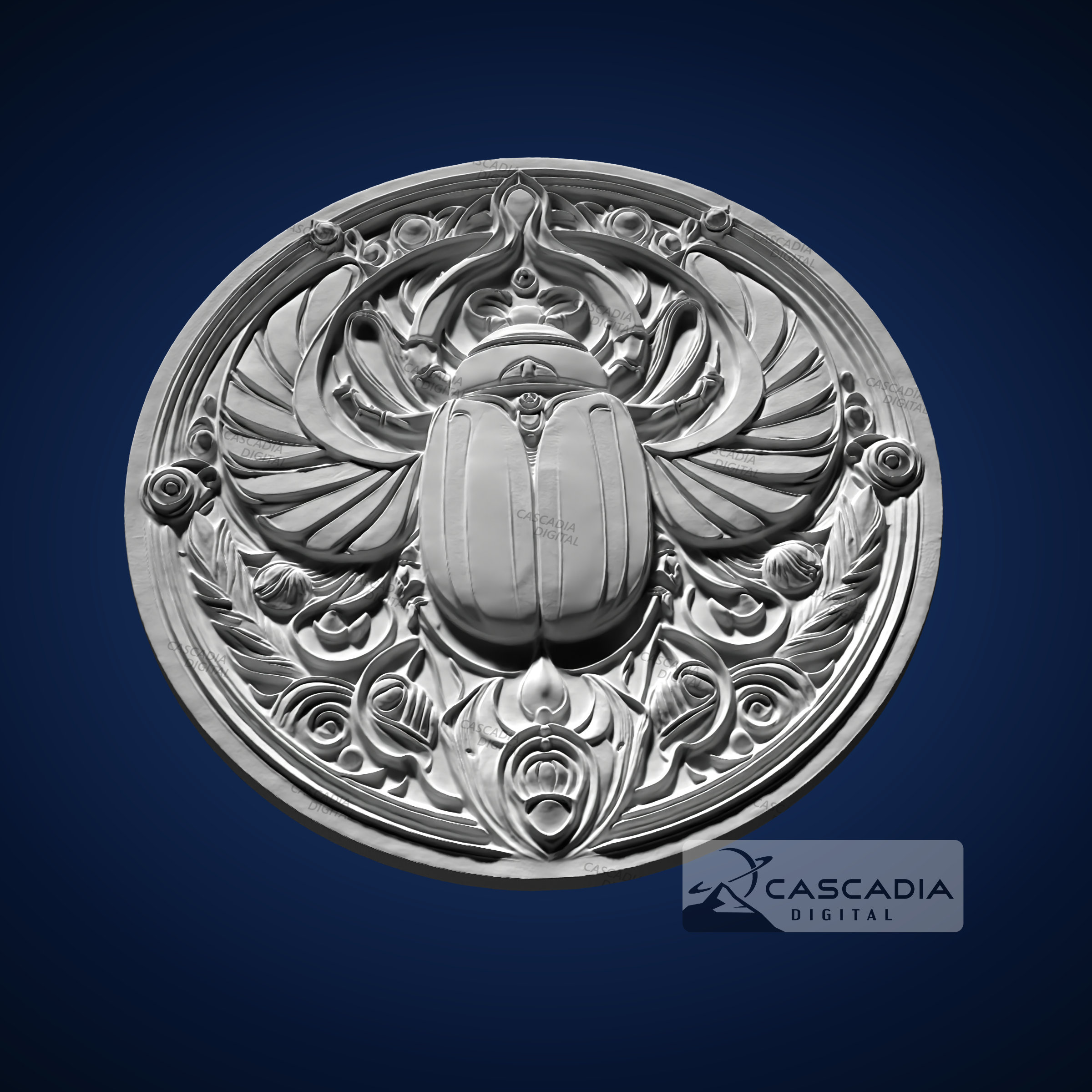 Scarab Egyptian Symbol Round 3D STL File for CNC Router, 3D Print ...