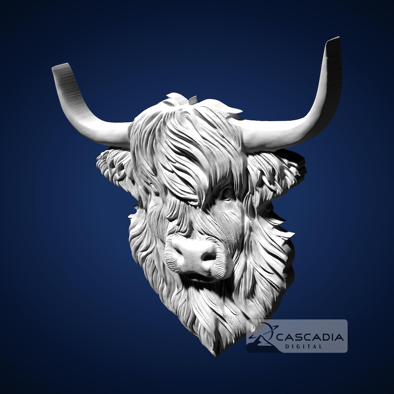 Highland Cow Steer Head - STL Model for CNC Router and 3D Printing - Etsy