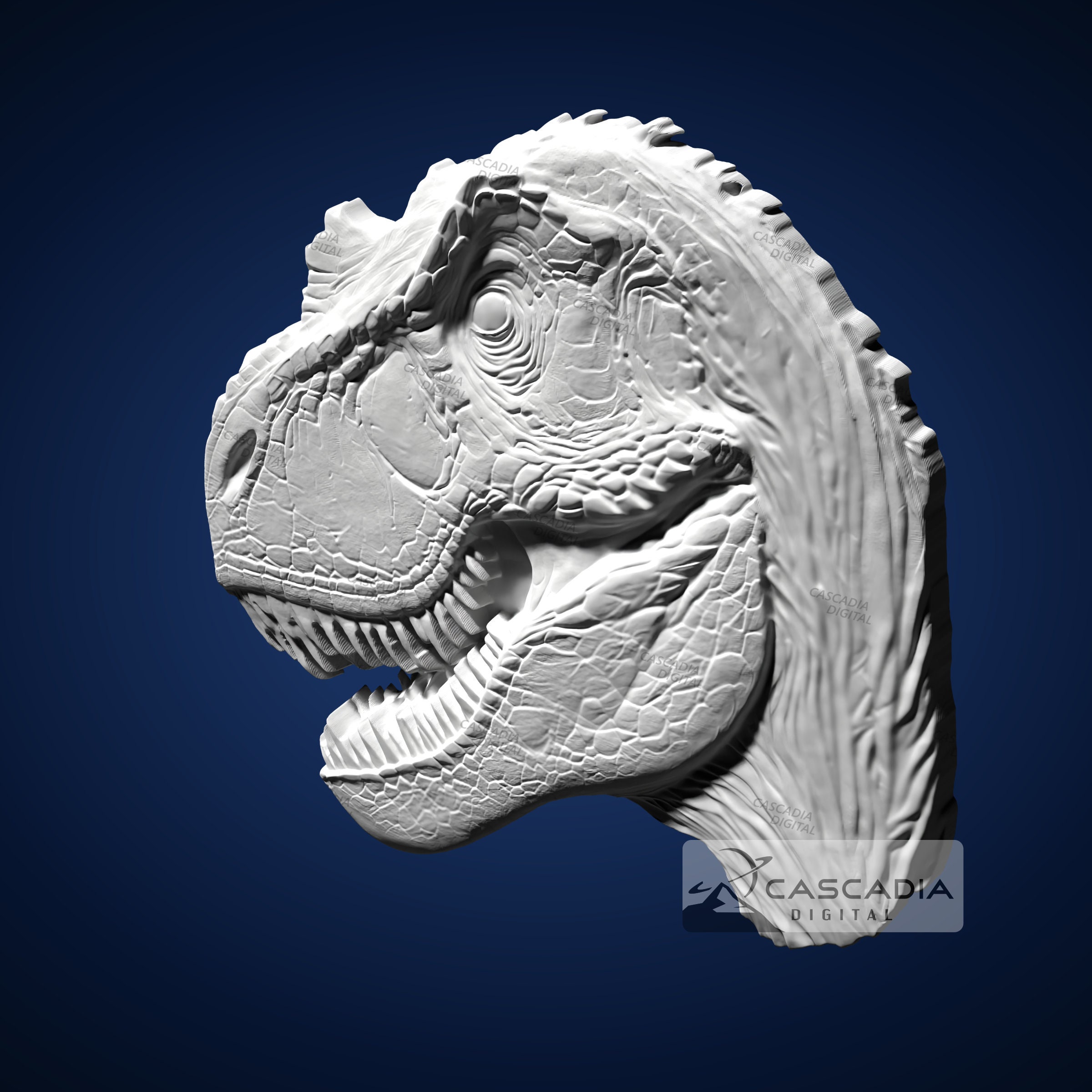 Trex Head 3D STL File for CNC Router, 3D Print, Casting, Wood Carving ...