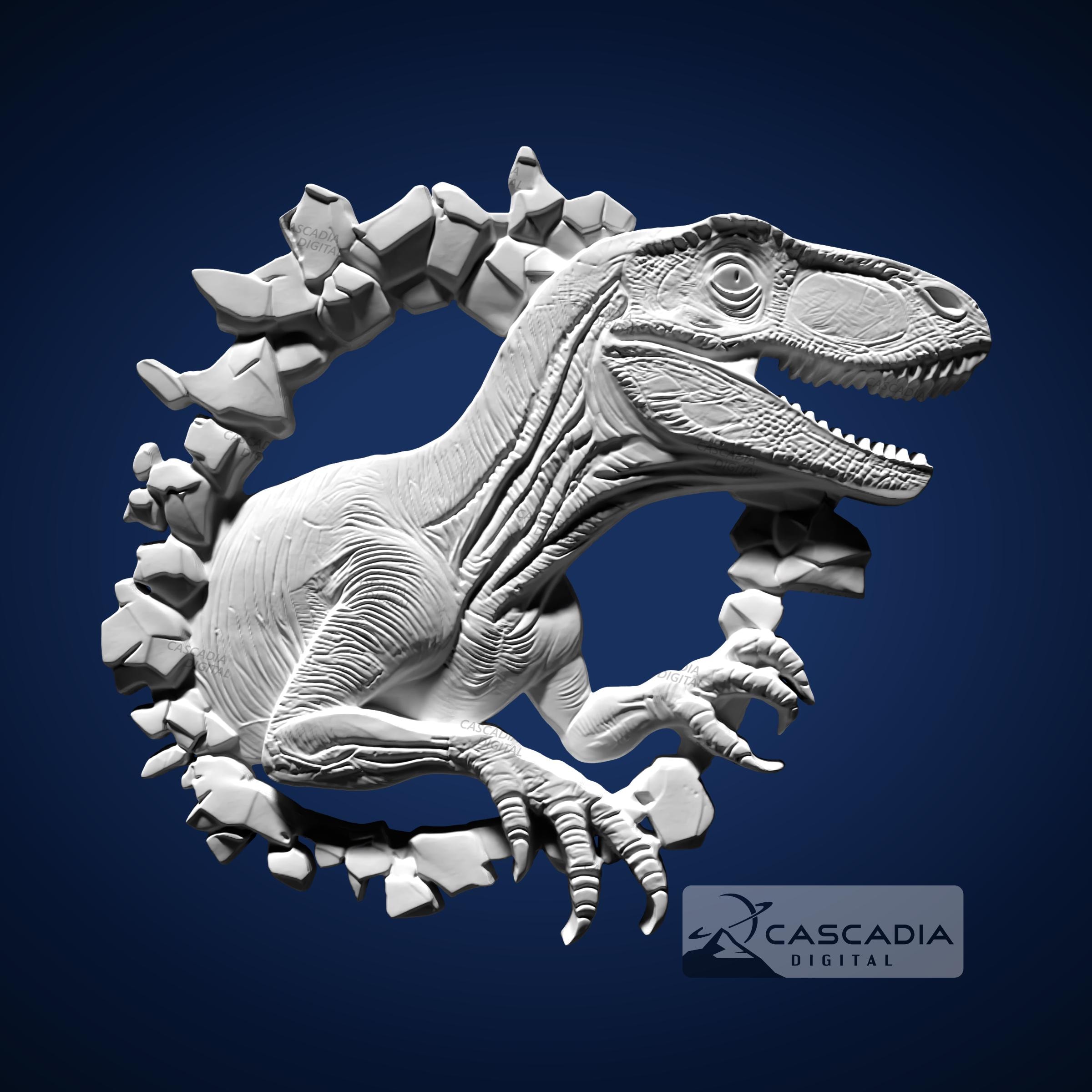 Raptor Breaking Through 3D STL File for CNC Router, 3D Print, Casting ...