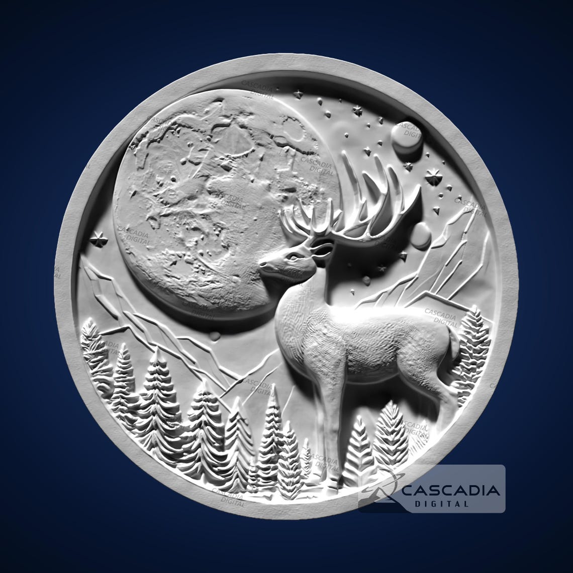 Deer Moon Round - STL Model for CNC Router and 3D Printing - Etsy