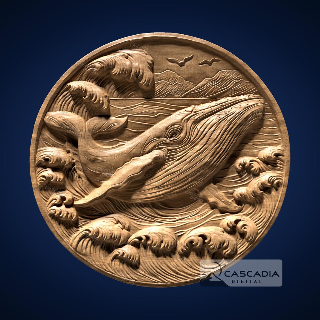 Whale Round - STL Model for CNC Router and 3D Printing - Etsy
