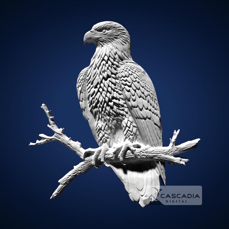 Bald Eagle Perched 3D STL File for CNC Router, 3D Print, Casting, Wood ...