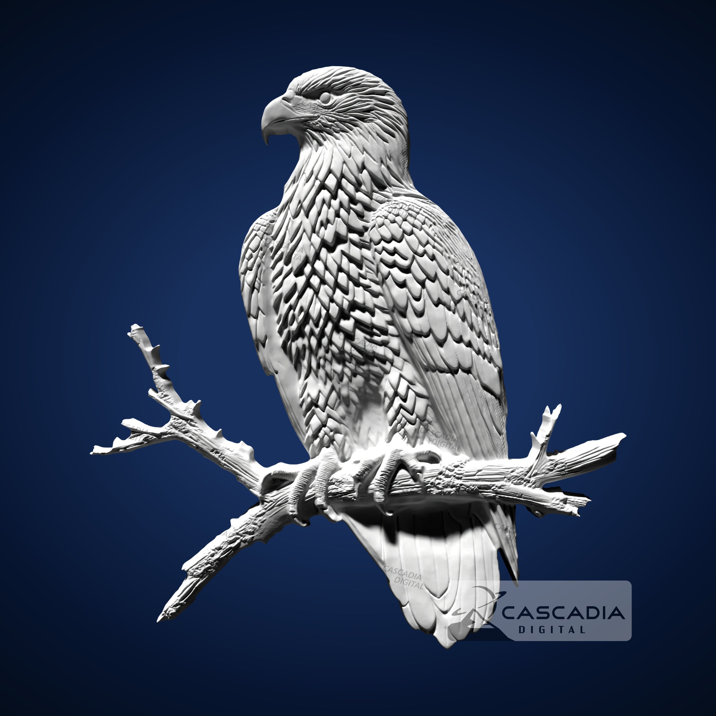 Bald Eagle Perched - 3D STL Model for CNC/3D Printing - Animal Wildlife ...