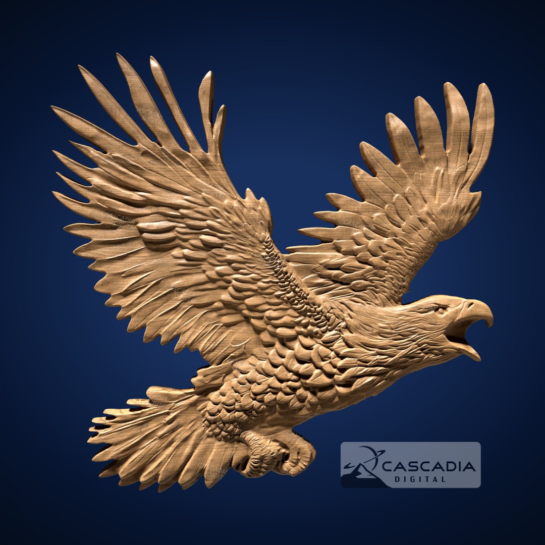 Bald Eagle in Flight - 3D STL Model for CNC/3D Printing - Animal ...