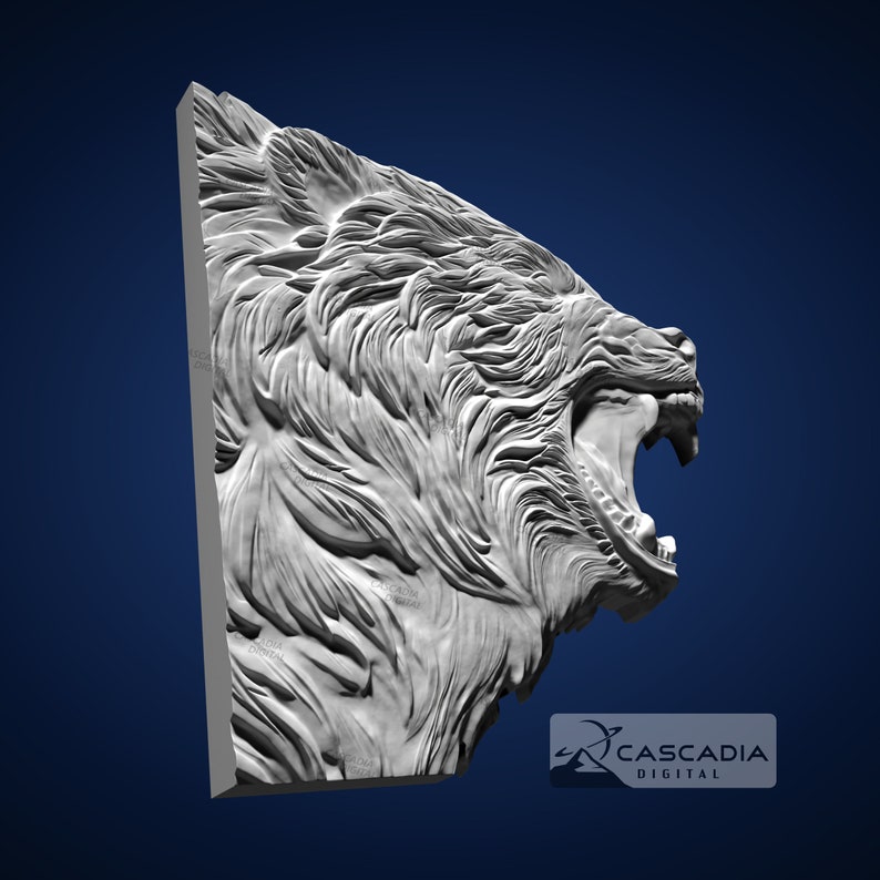 Bear Head 3D STL File for CNC Router, 3D Print, Casting, Wood Carving ...