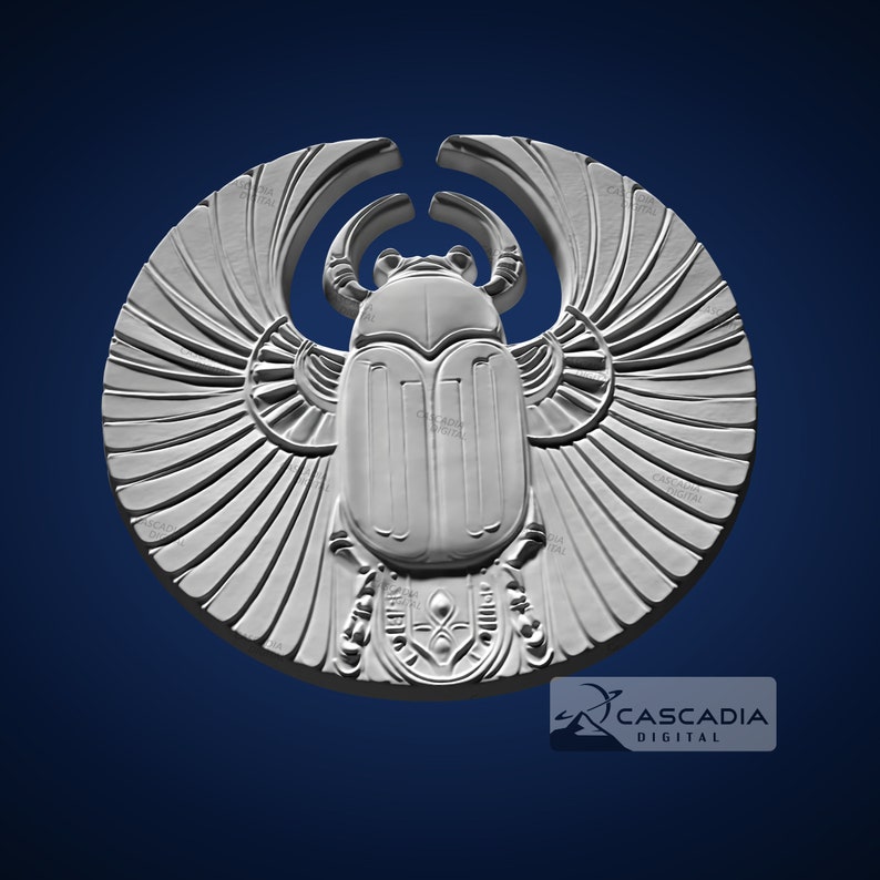 Scarab Egyptian Symbol Round 3D STL File for CNC Router, 3D Print ...