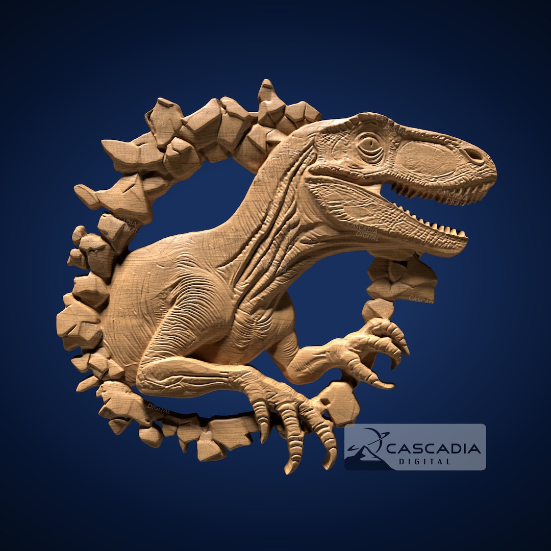 Raptor Dinosaur 3D STL File for CNC Router Wood Carving, 3D Printing ...