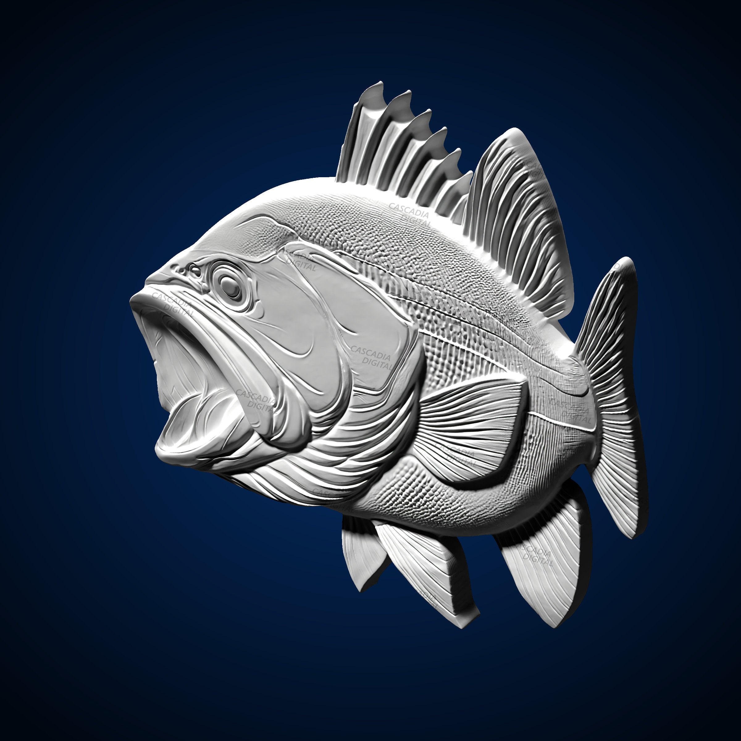 Large Mouth Bass - 3D STL Model for CNC/3D Printing - Fishing Fisherman ...