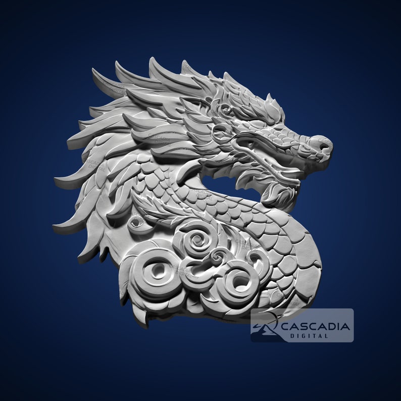 Dragon Head 3d Stl File For Cnc Router 3d Print Casting Wood Carving