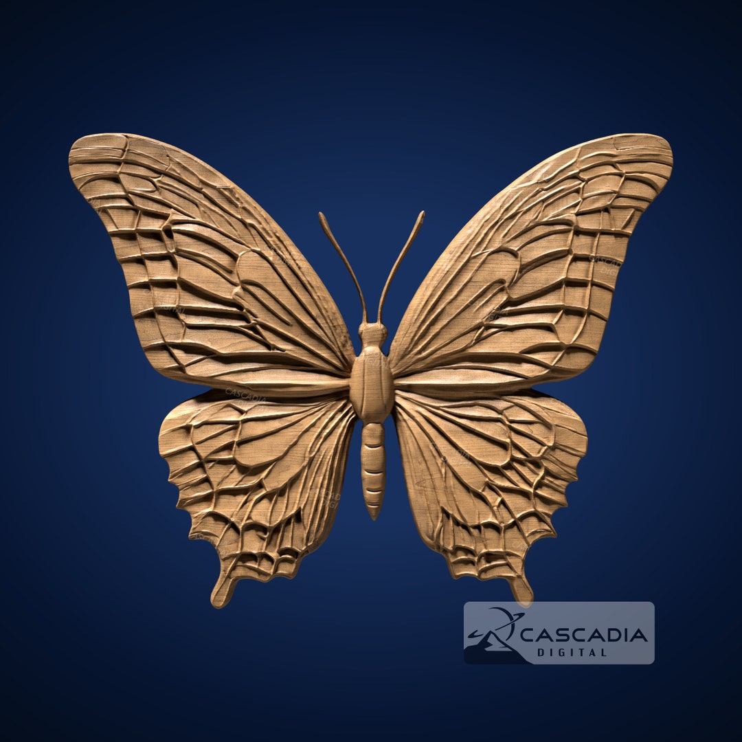 Butterfly 3D STL File for CNC Router, 3D Print, Casting, Wood Carving ...