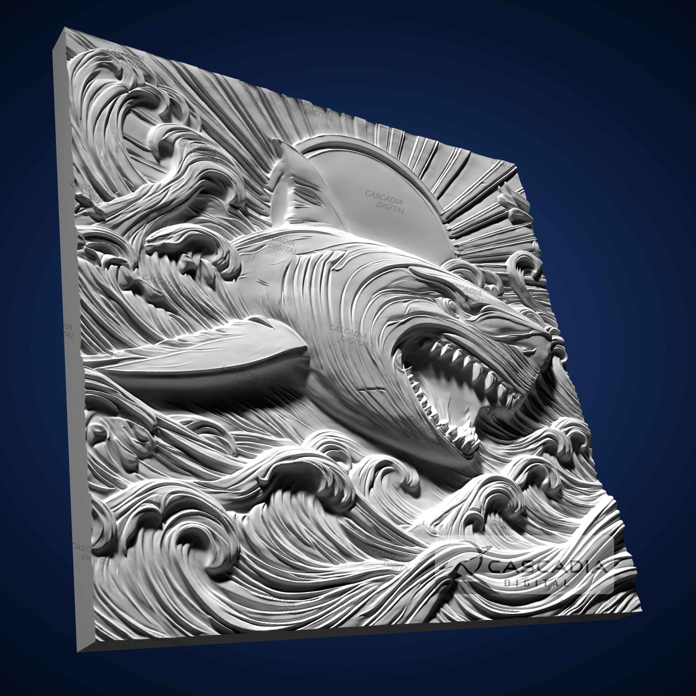 Shark Attack Sunset - STL Model for CNC Router and 3D Printing - Etsy