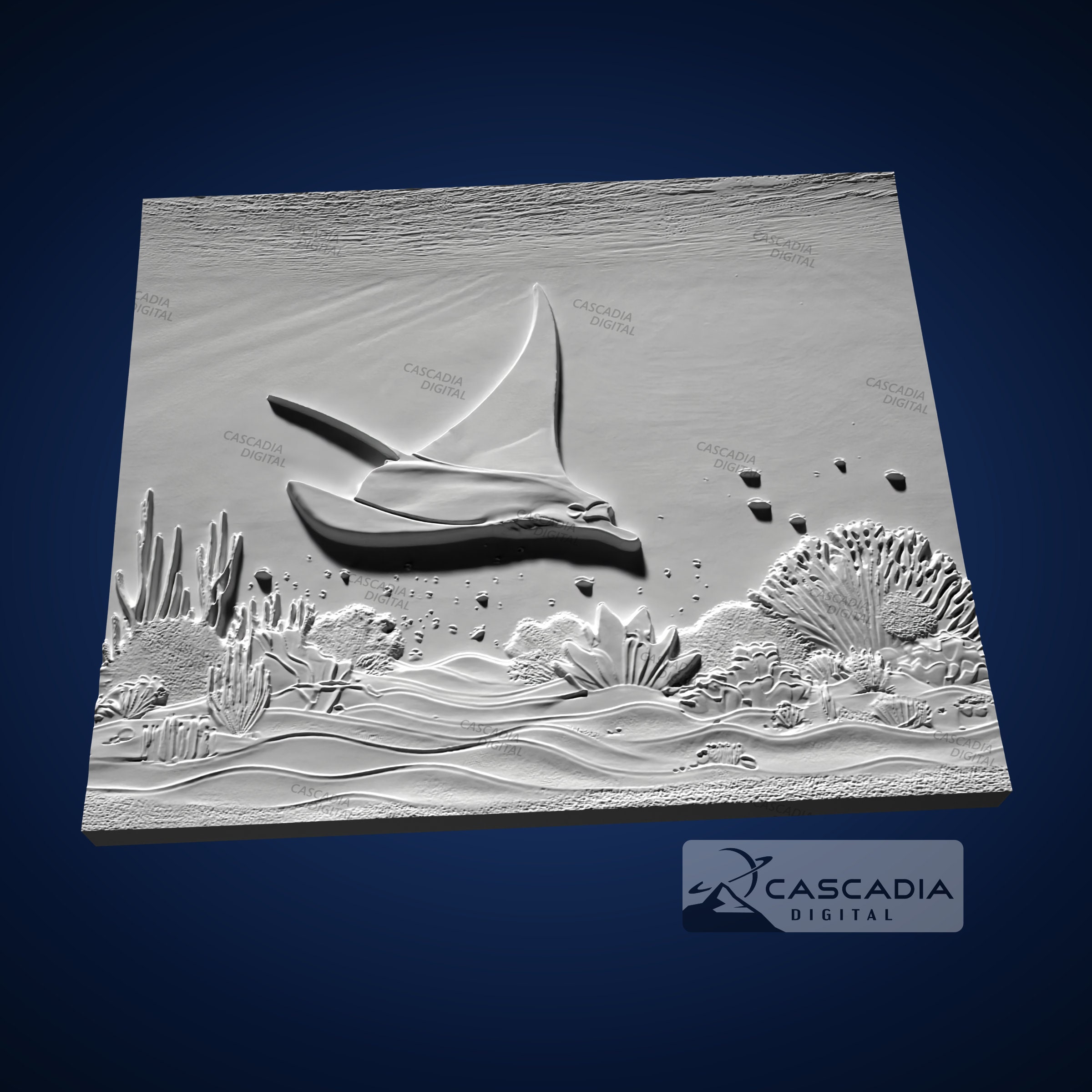 Manta Ray 3D STL File for CNC Router, 3D Print, Casting, Wood Carving ...