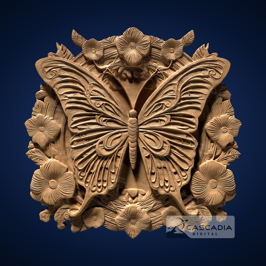 Butterfly Flowers 3D STL File for CNC Router, 3D Print, Casting, Wood ...