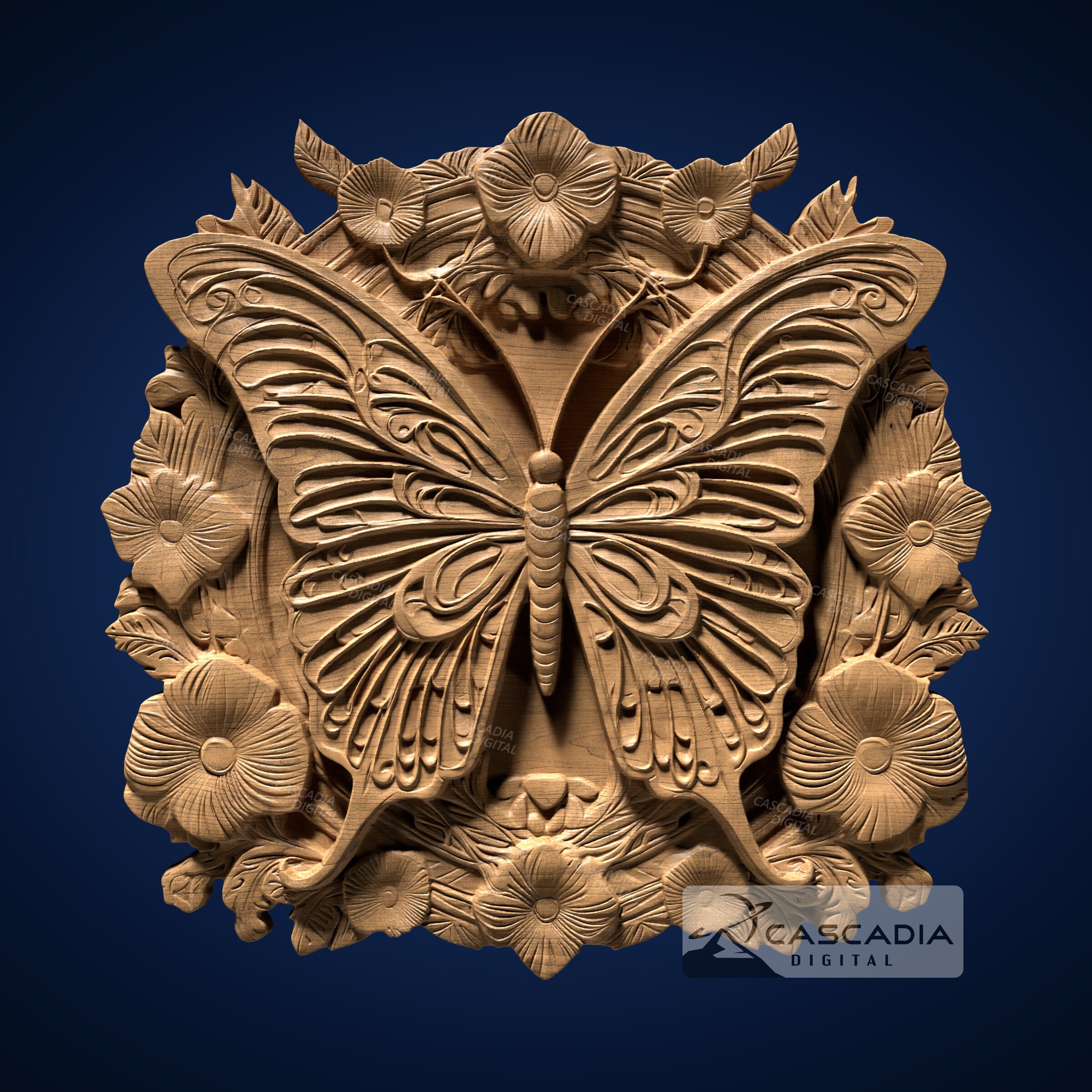 Butterfly Flowers 3D STL File for CNC Router, 3D Print, Casting, Wood ...