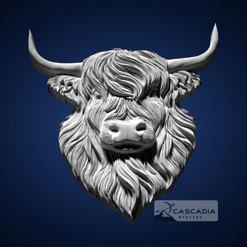 Highland Cow Steer Head - STL Model for CNC Router and 3D Printing - Etsy
