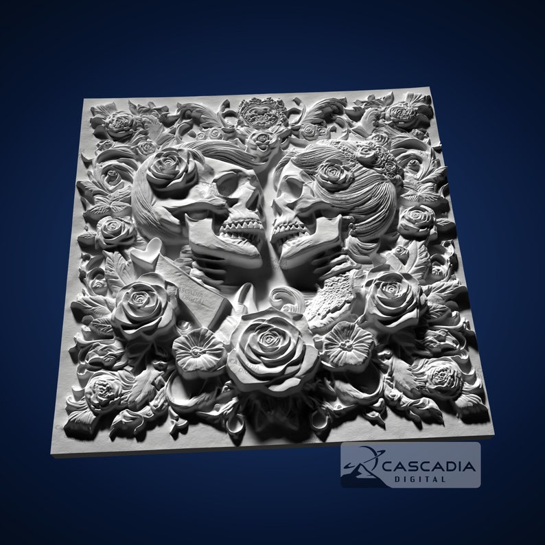 Skull Lovers 3D STL File for CNC Router, 3D Print, Casting, Wood ...