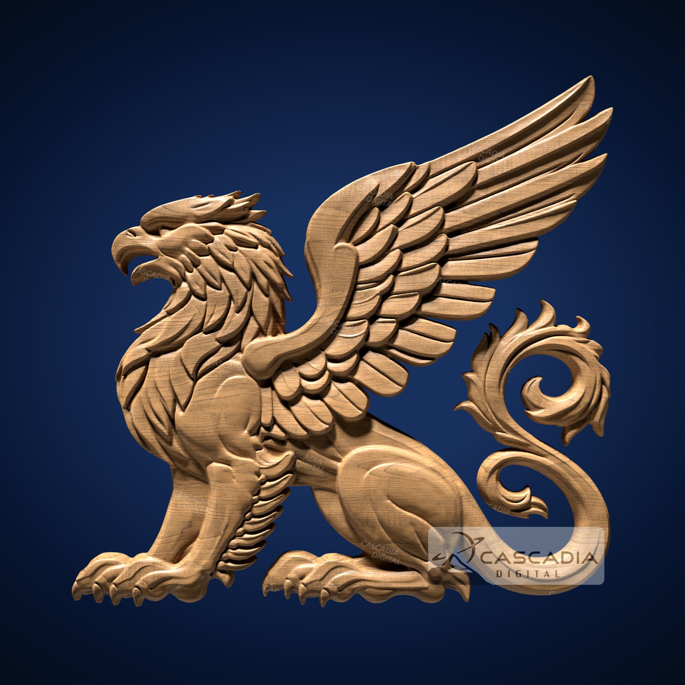 Griffin 3D STL File for CNC Router, 3D Print, Casting, Wood Carving ...