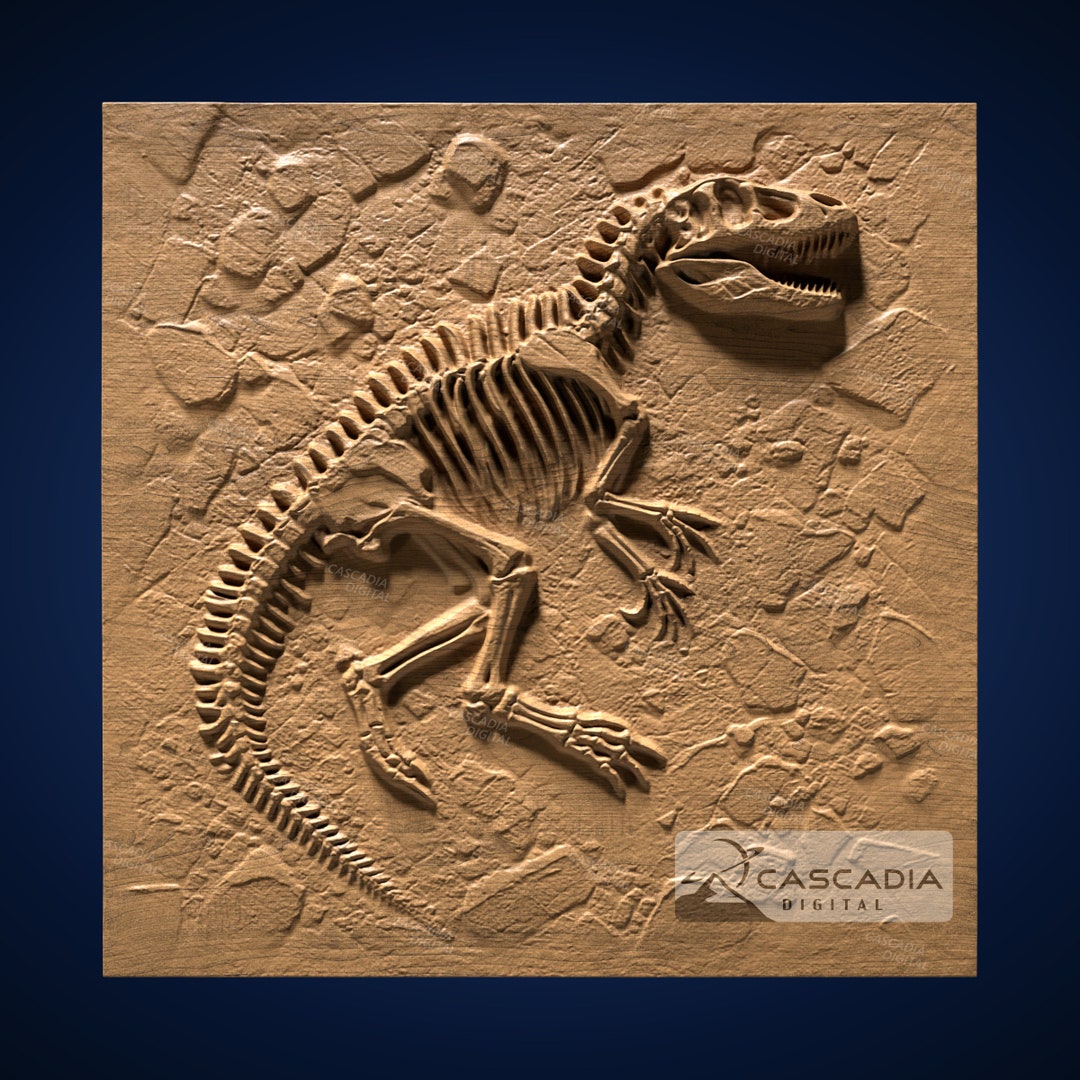 Trex Fossil Full - 3D STL Model for CNC/3D Printing - Dino Dinosaur ...