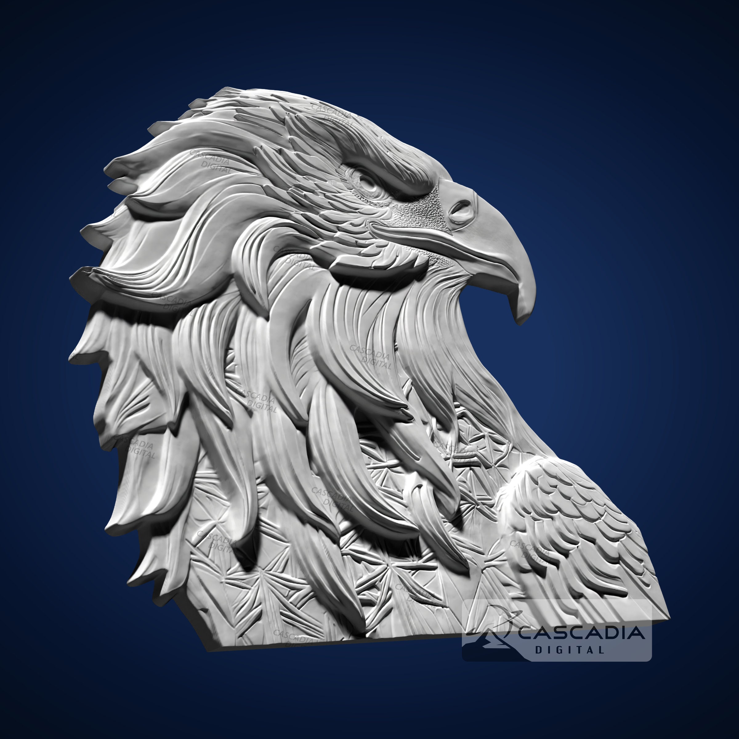 Bald Eagle Head 3D STL File for CNC Router, 3D Print, Casting, Wood ...