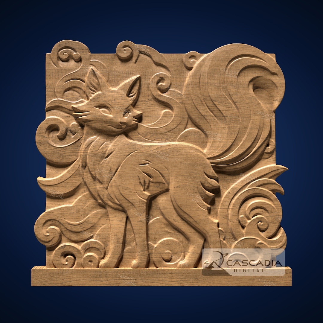 Fox Wolf Dog 3D STL File for CNC Router, 3D Print, Casting, Wood ...