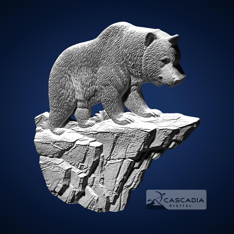 Bear on Craggy Rock Ledge - STL Model for CNC Router and 3D Printing - Etsy