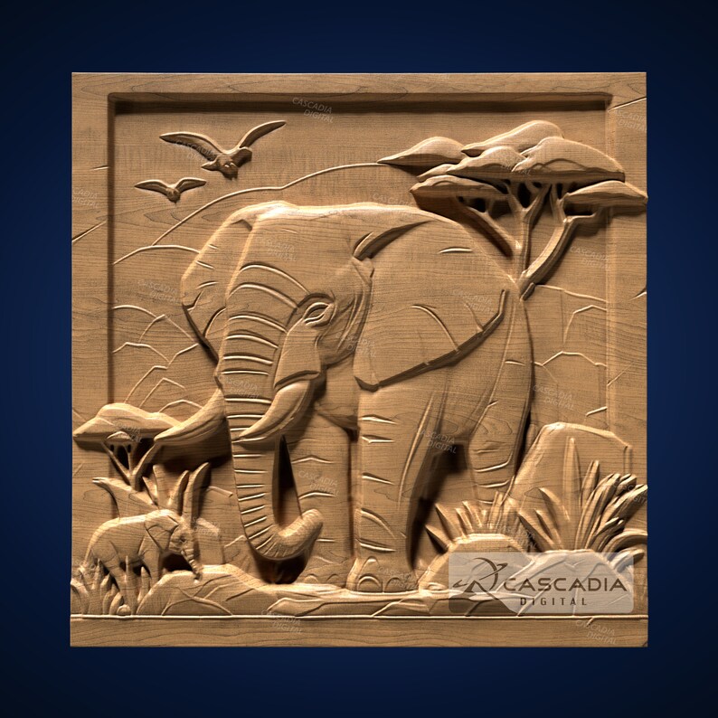 Elephant 3D STL File for CNC Router, 3D Print, Casting, Wood Carving ...