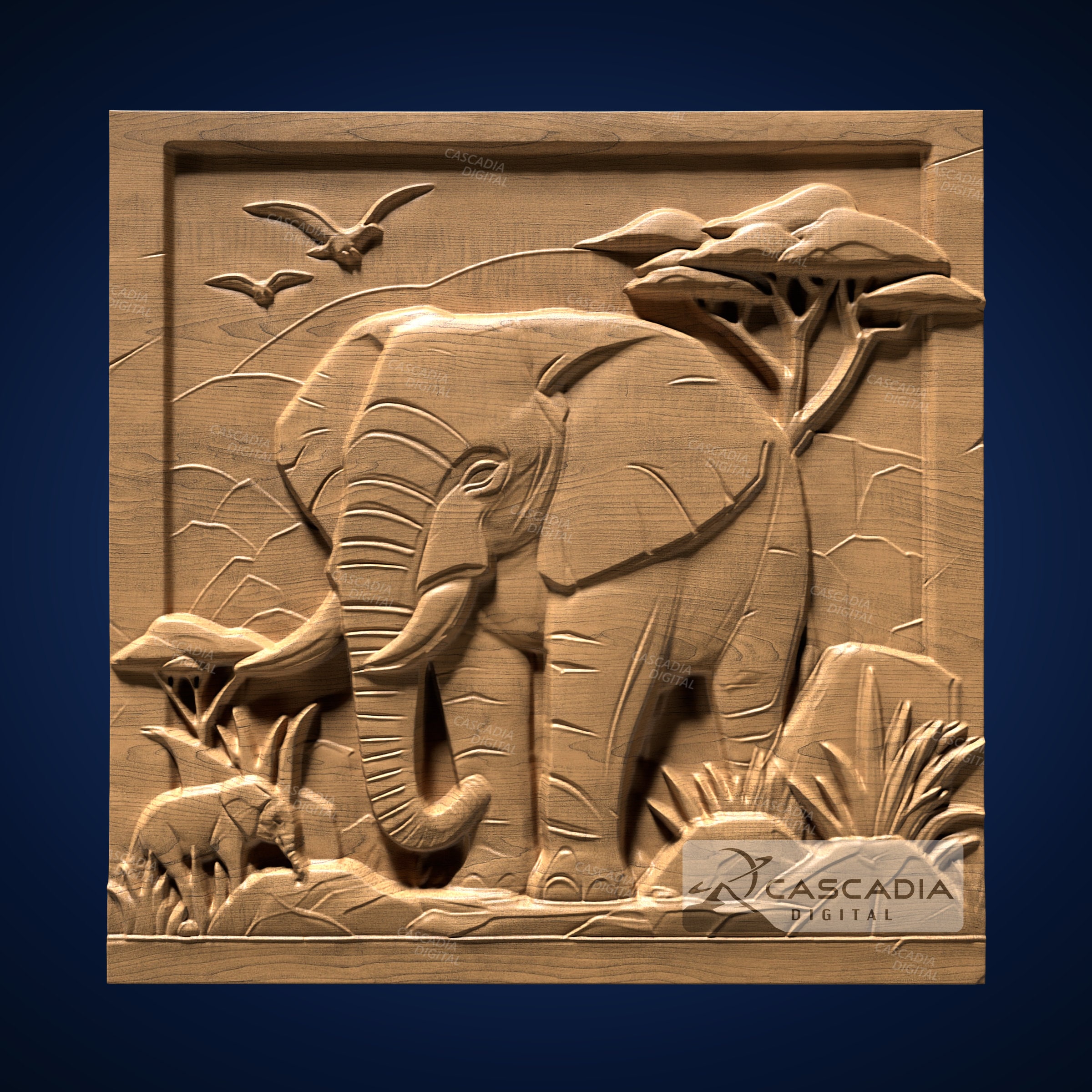 Elephant 3D STL File for CNC Router, 3D Print, Casting, Wood Carving ...