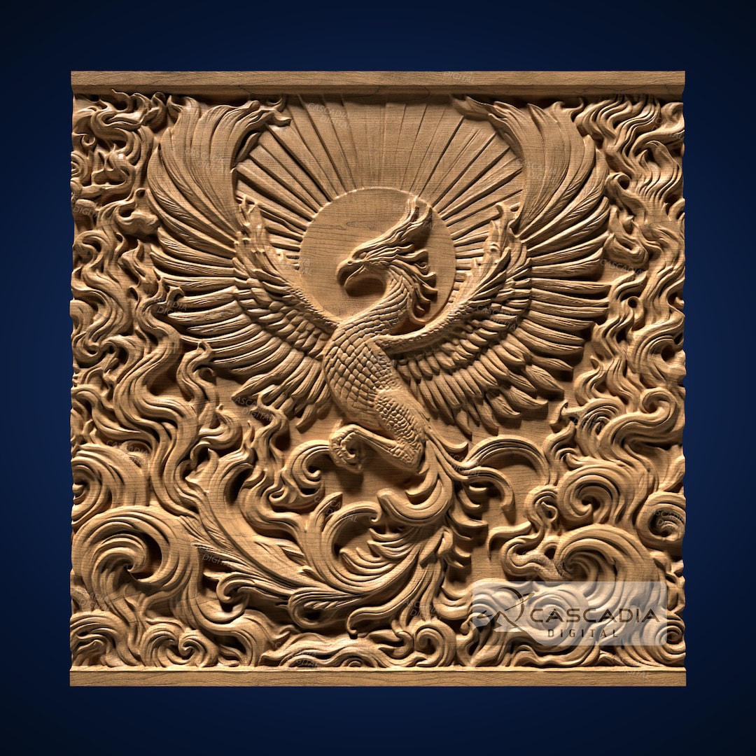 Phoenix Sun and Smoke 3D STL File for CNC Router, 3D Print, Casting ...