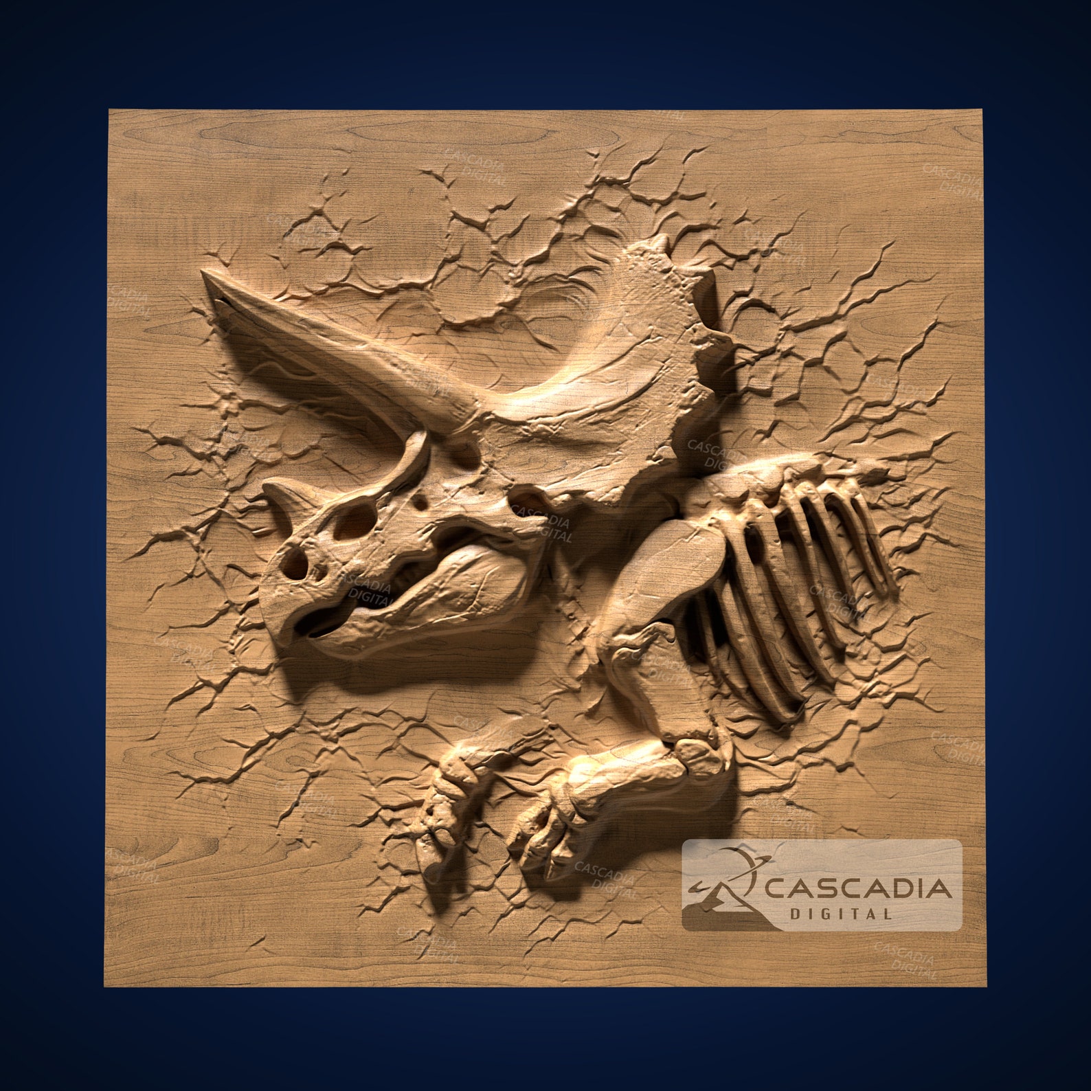 Triceratops Fossil Upper Body - STL Model for CNC Router and 3D ...