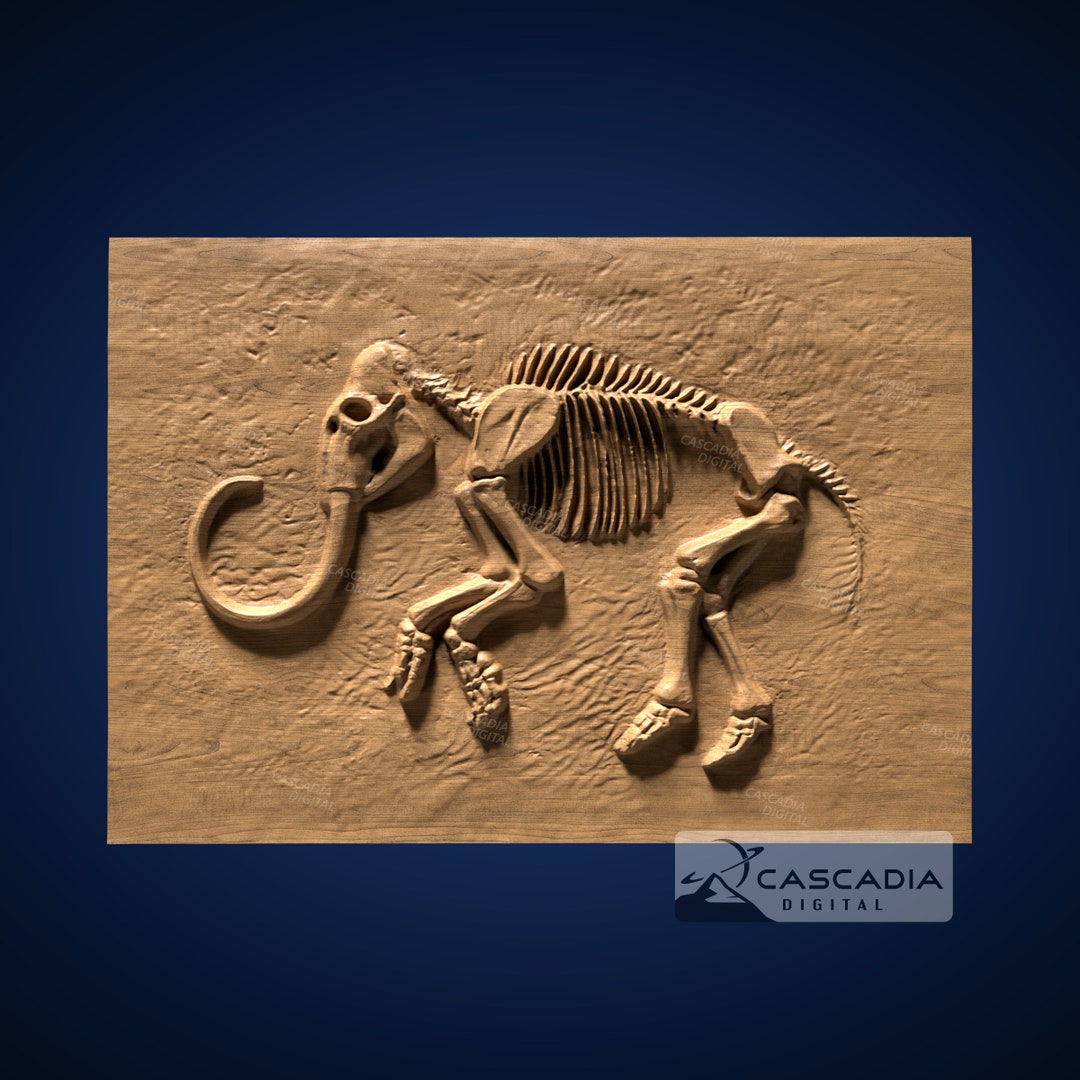 Woolly Mammoth Fossil Full 3D STL File for CNC Router, 3D Print ...