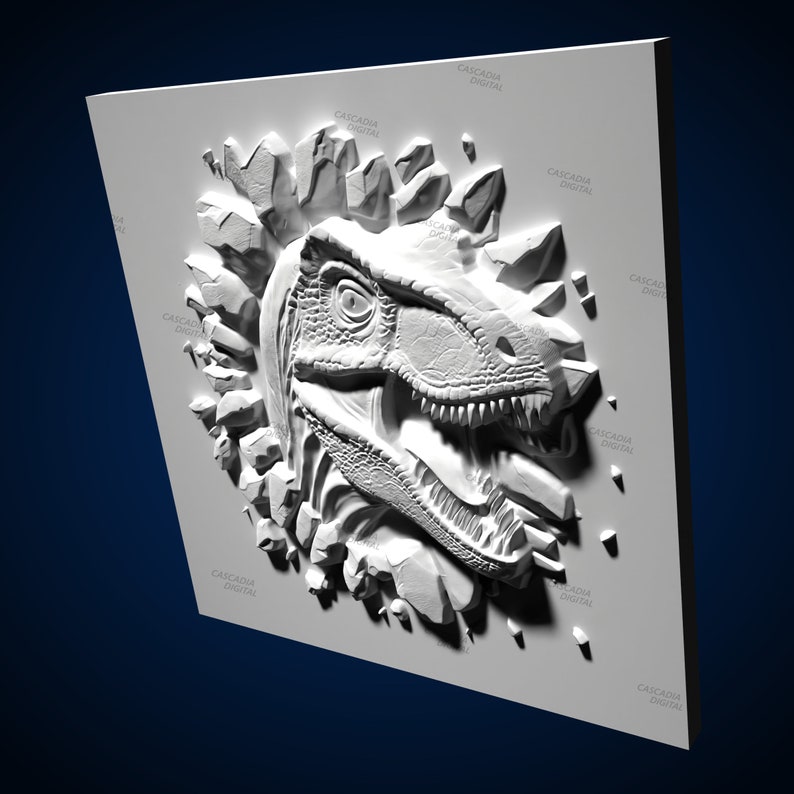 3D STL File of Raptor Head Breaking Through for CNC Router, 3D Print ...