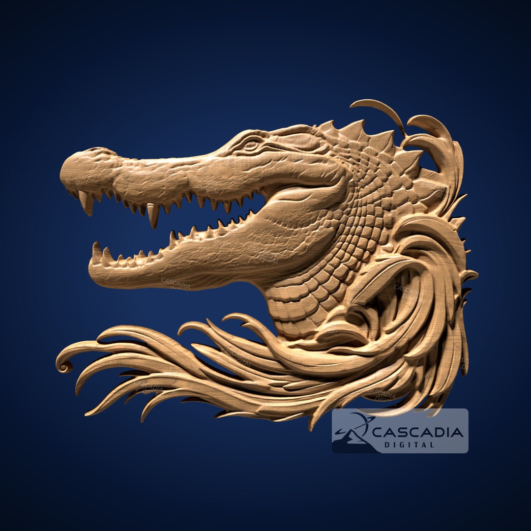 Gator Head 3D STL File for CNC Router, 3D Print, Casting, Wood Carving ...