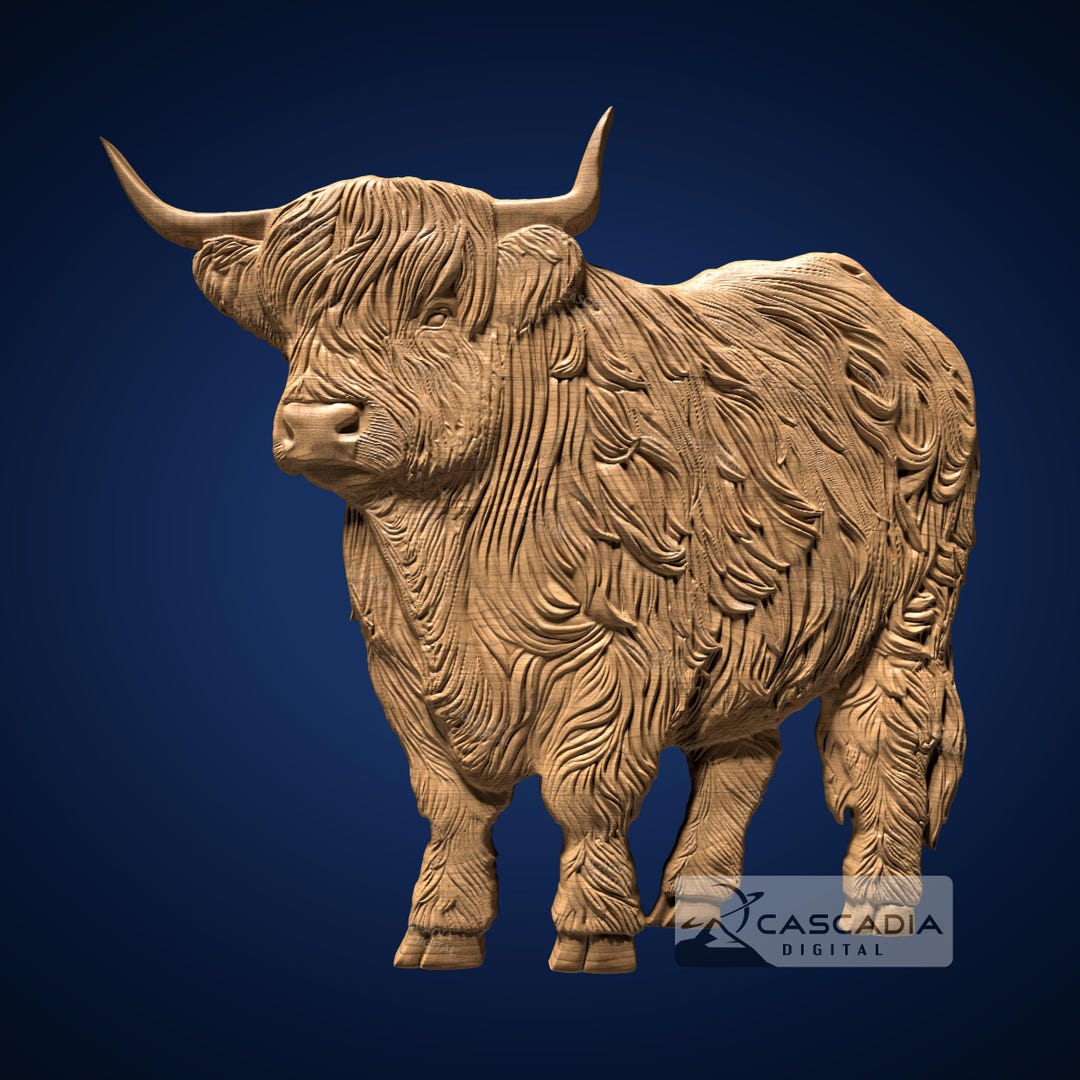 Highland Cow Steer 3D STL File for CNC Router, 3D Print, Casting, Wood ...