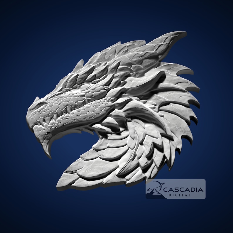 Dragon Head - 3D STL Model for CNC/3D Printing - Dragon Fire Animal ...