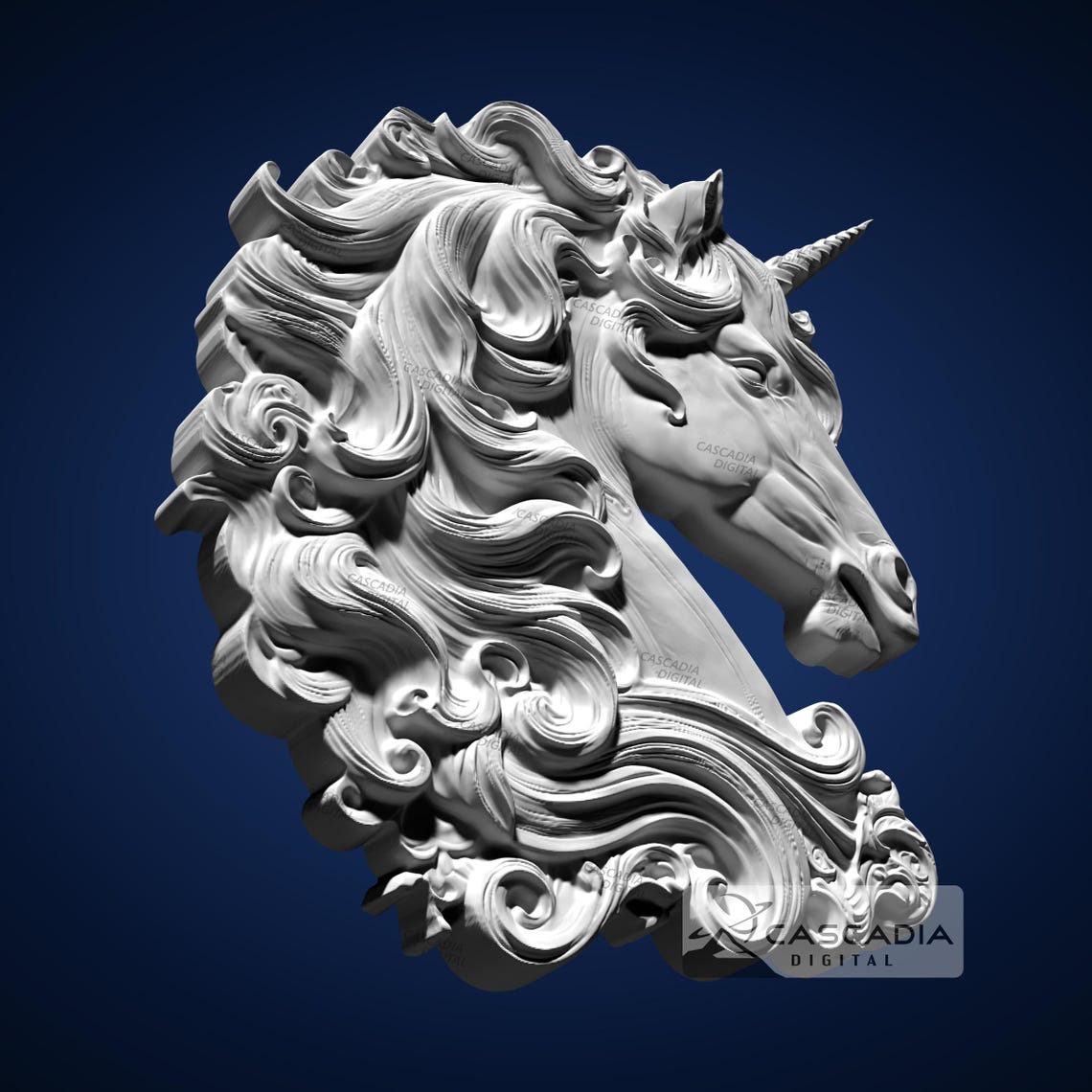 Unicorn Head - STL Model for CNC Router and 3D Printing - Etsy