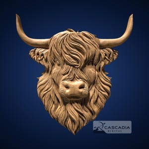 Highland Cow Steer Head - 3D STL Model for CNC/3D Printing - Farm ...