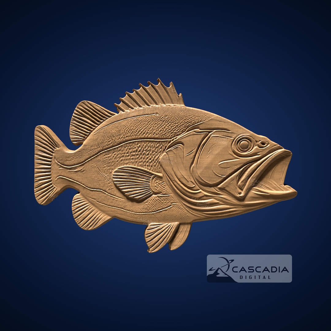 Large Mouth Bass - 3D STL Model for CNC/3D Printing - Fishing Fisherman ...