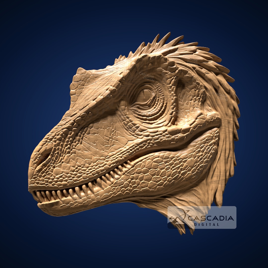 Raptor Head 3D STL File for CNC Router, 3D Print, Casting, Wood Carving ...