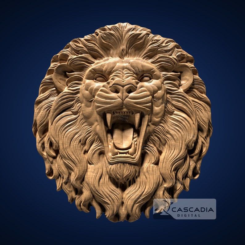 Cabeza de león - Modelo STL 3D para impresión CNC/3D - Animal salvaje ...