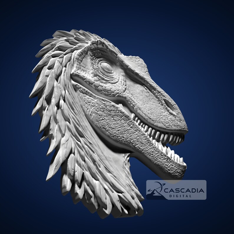 Raptor Head 3D STL File for CNC Router, 3D Print, Casting, Wood Carving ...