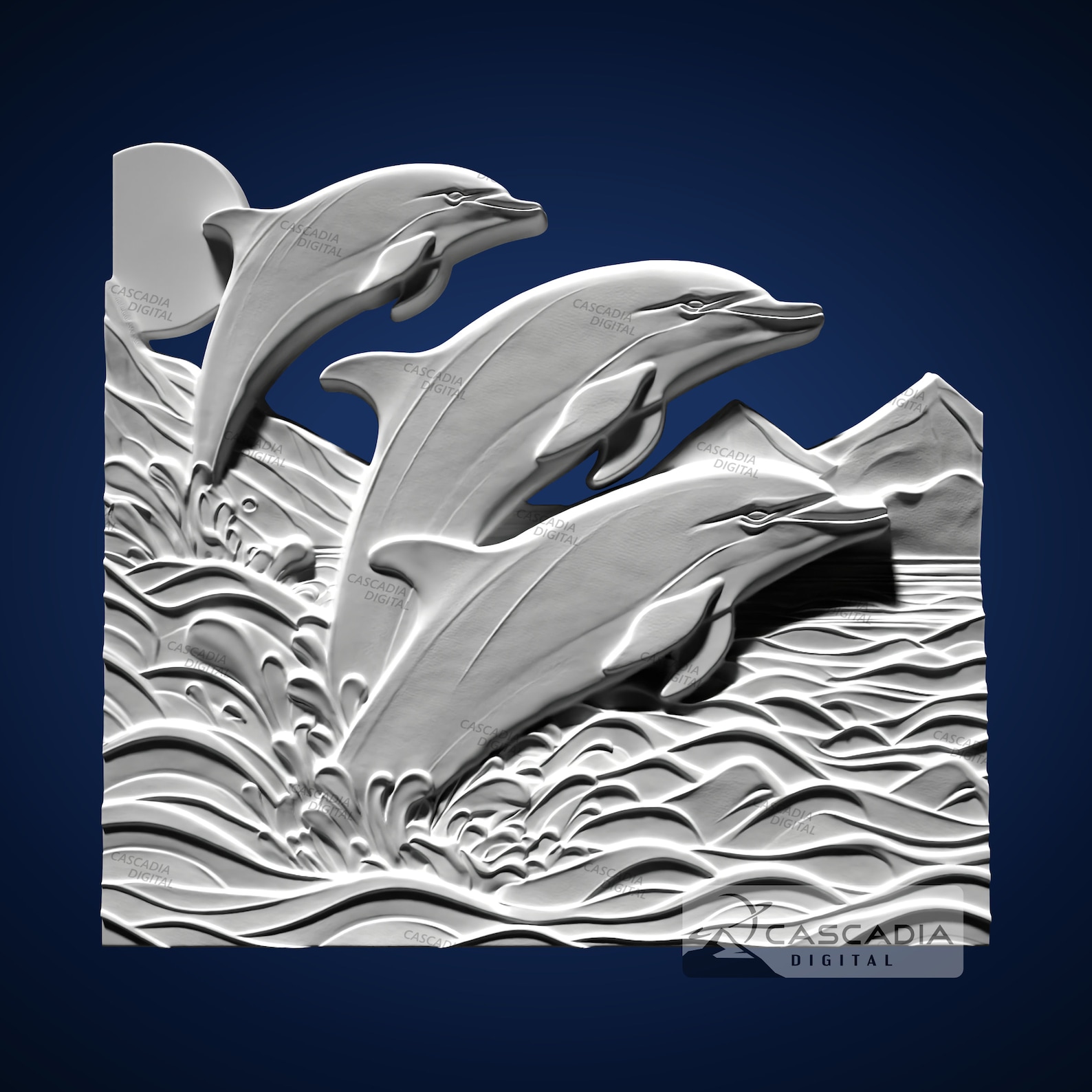 Dolphin Waves 3D STL File for CNC Router, 3D Print, Casting, Wood ...