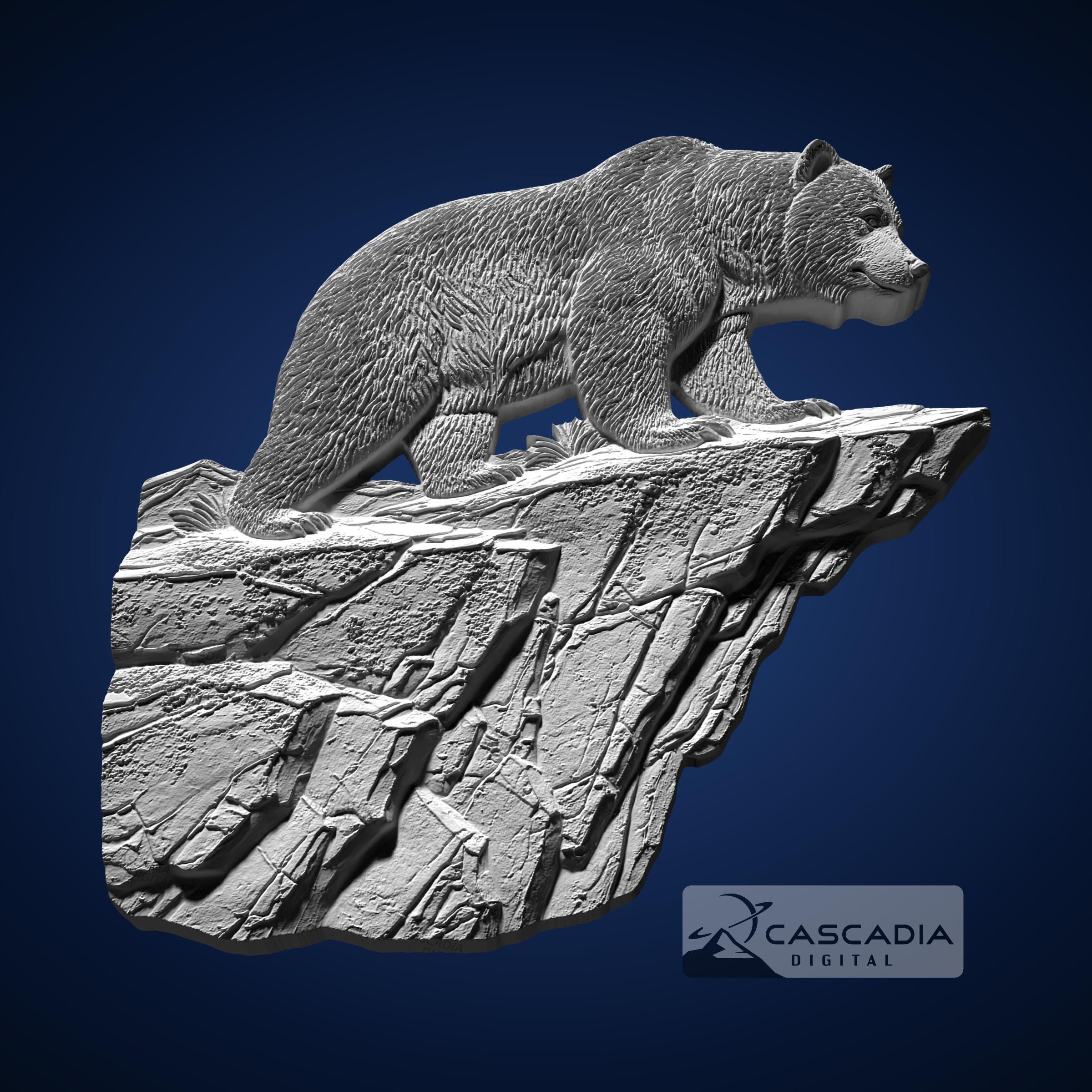Bear on Craggy Rock Ledge - STL Model for CNC Router and 3D Printing - Etsy