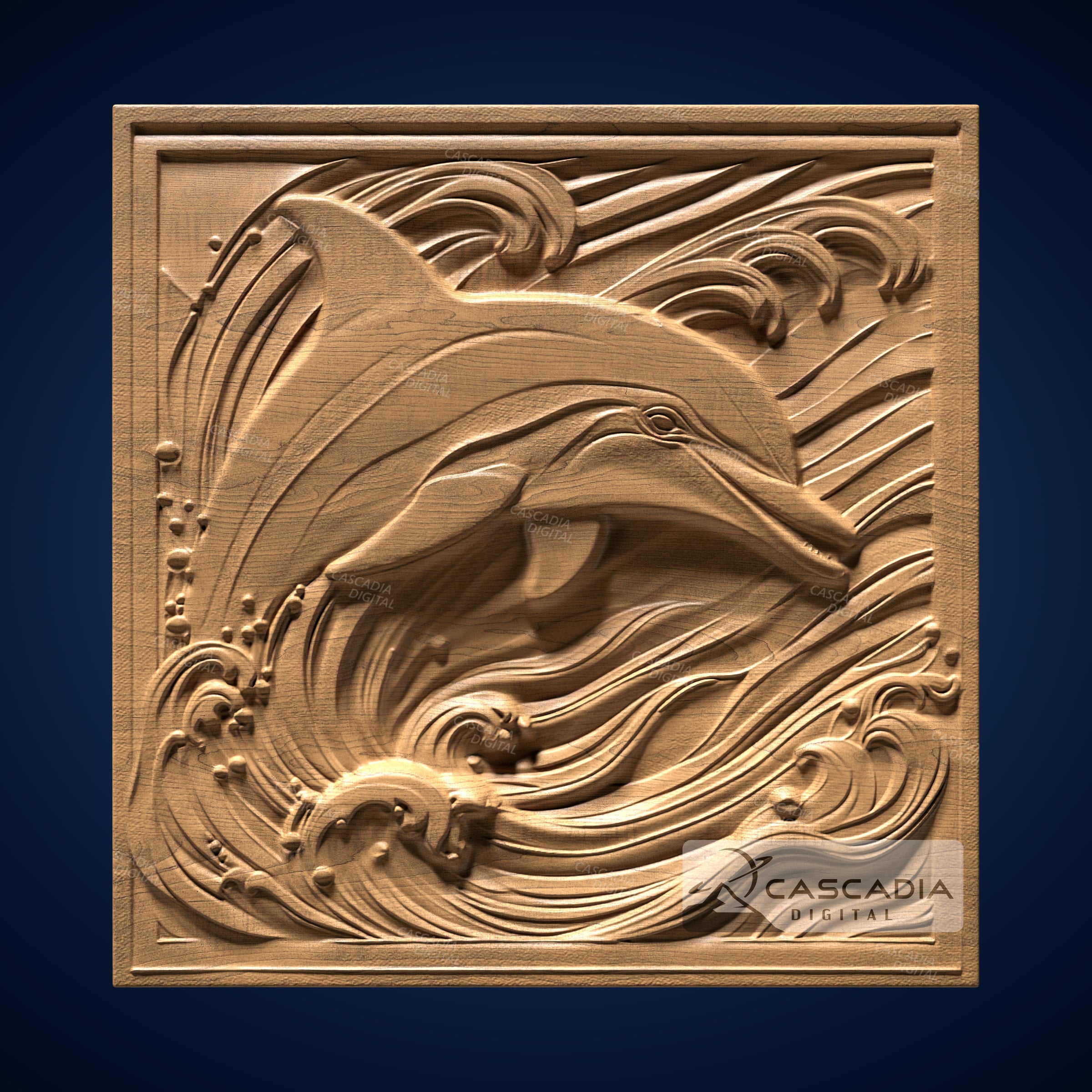Dolphin Waves - 3D STL Model for CNC/3D Printing - Ocean Marine Sea ...